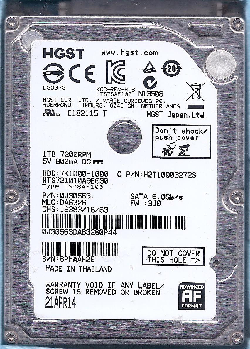 HGST HTS721010A9E630 1TB 0J30563 6PHAAH2E Donor Hard Drive Price for ...